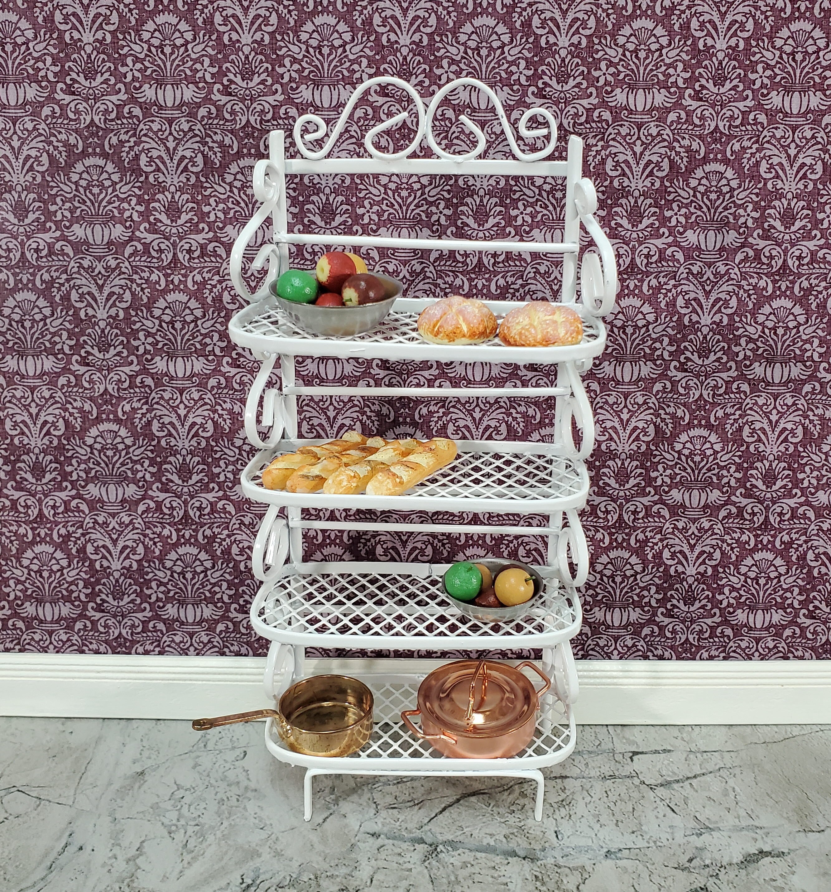 Dollhouse Baker's Rack With 4 Shelves White Metal 1:12 - Etsy