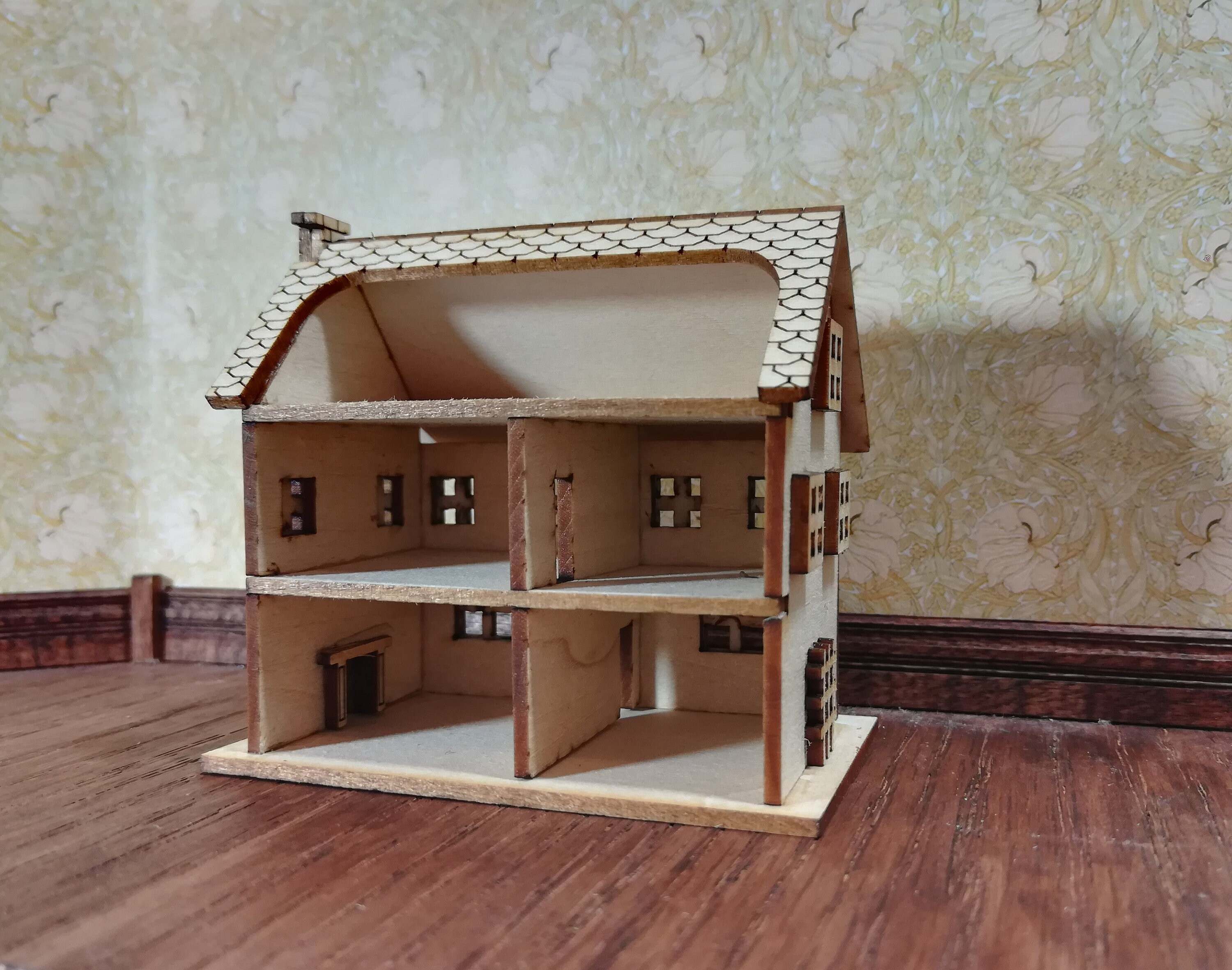 Dollhouse Miniature 1:144 Scale Kit House 2 Story With - Etsy UK