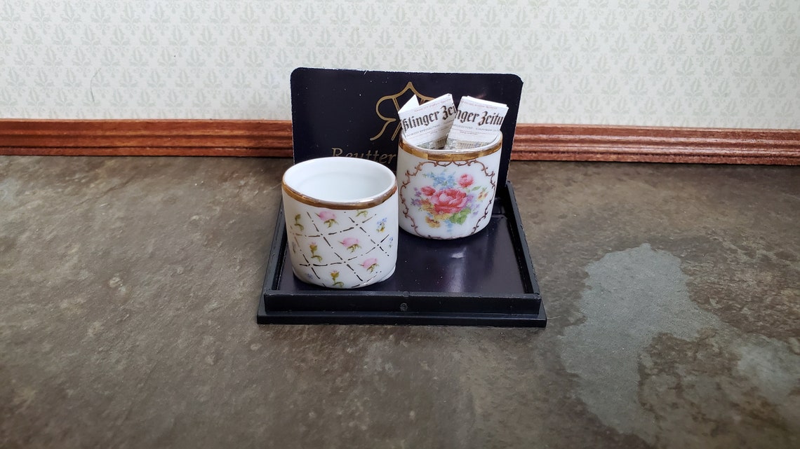 Dollhouse Miniature Waste Paper Baskets X2 Reutter Porcelain - Etsy