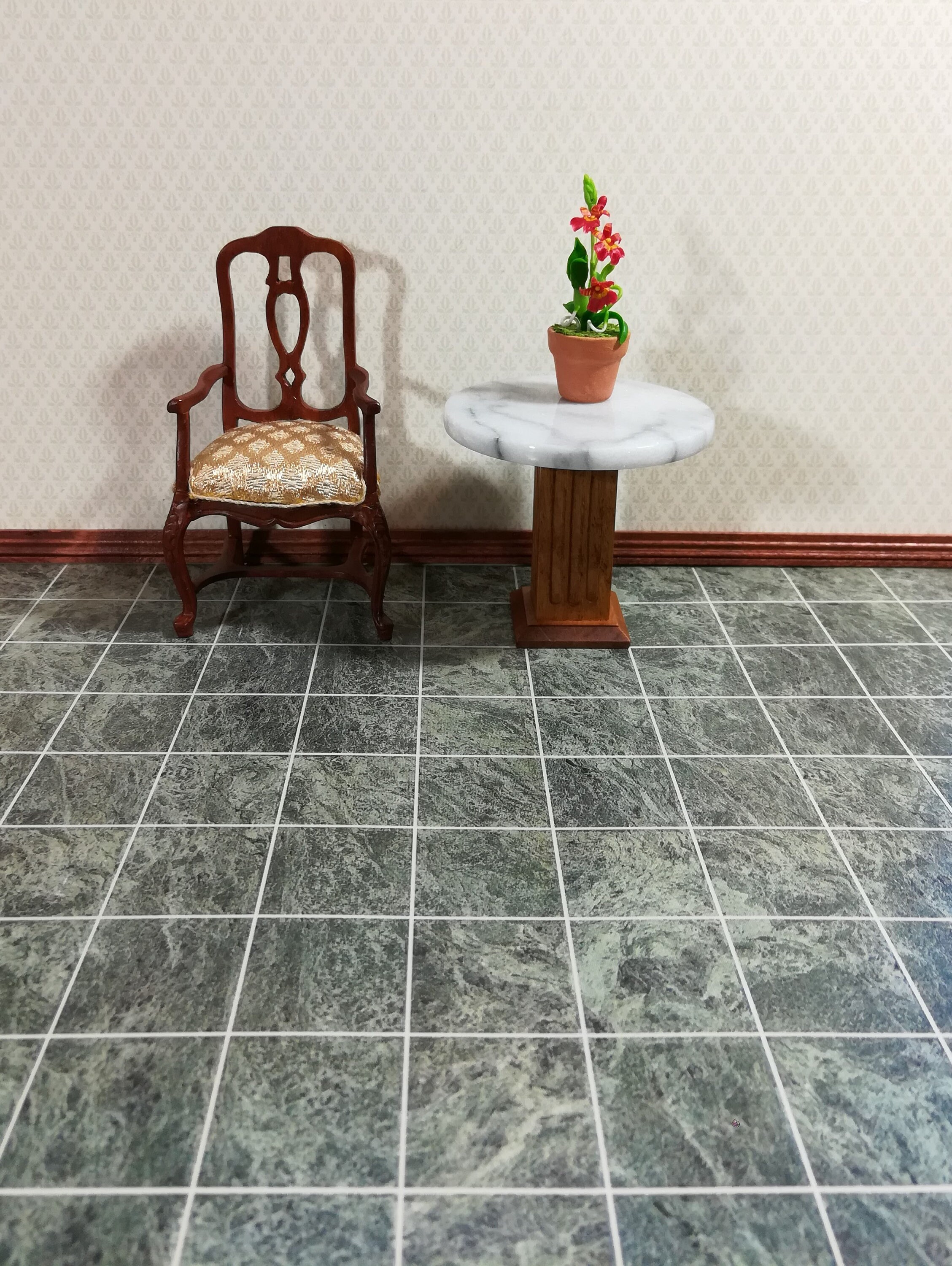 Dollhouse Miniature Tile Flooring Green Marble Square Textured | Etsy