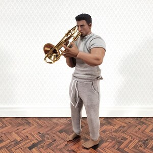 Miniature Trombone 3 1/4 Instrument Prop Model 1:12 Scale Metal With ...
