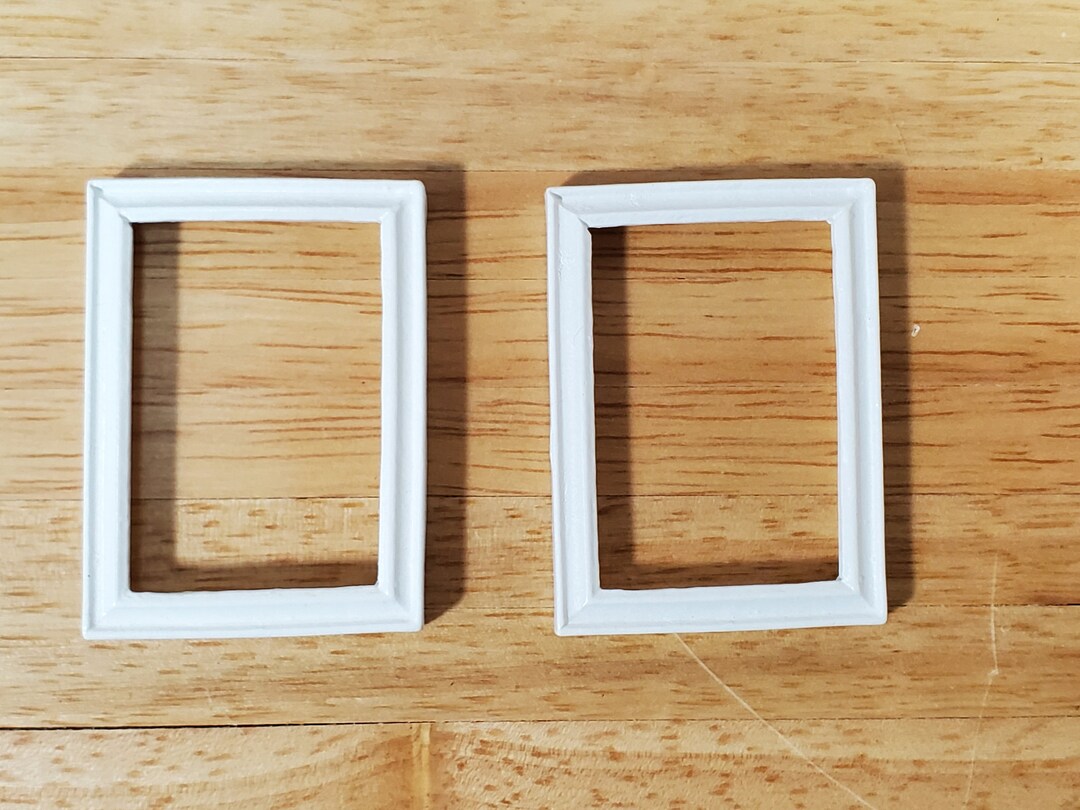 Dollhouse Picture Frame Set of 2 Small White for Paintings 1:12 Scale ...