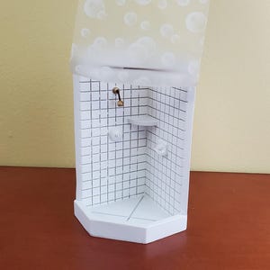Dollhouse Miniature Corner Shower White Modern 1:12 Scale Bathroom ...
