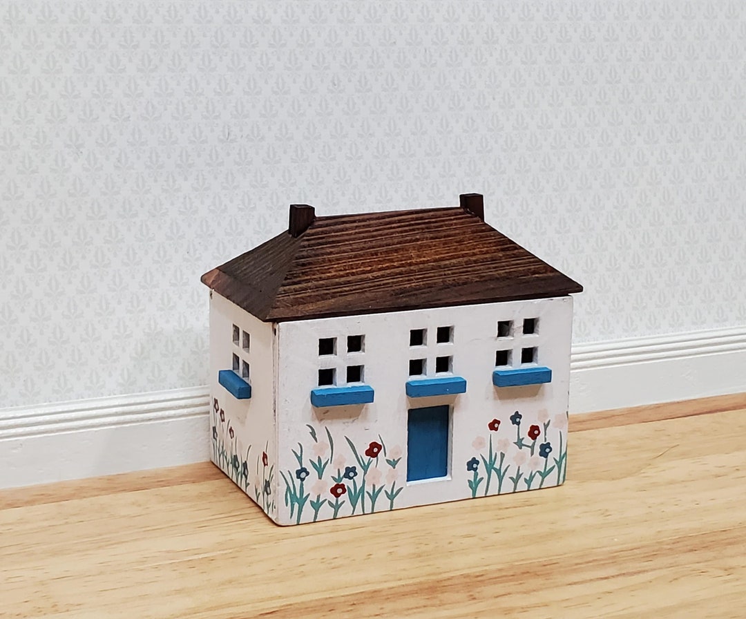 Dollhouse Toy Box Shaped Like a House 1:12 Scale Miniature for Nursery ...