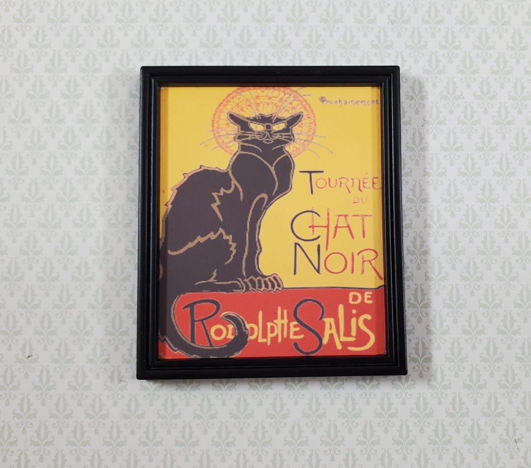 Miniature Tournee Du Chat Noir Print Black Cat 1:12 Scale Dollhouse Art ...