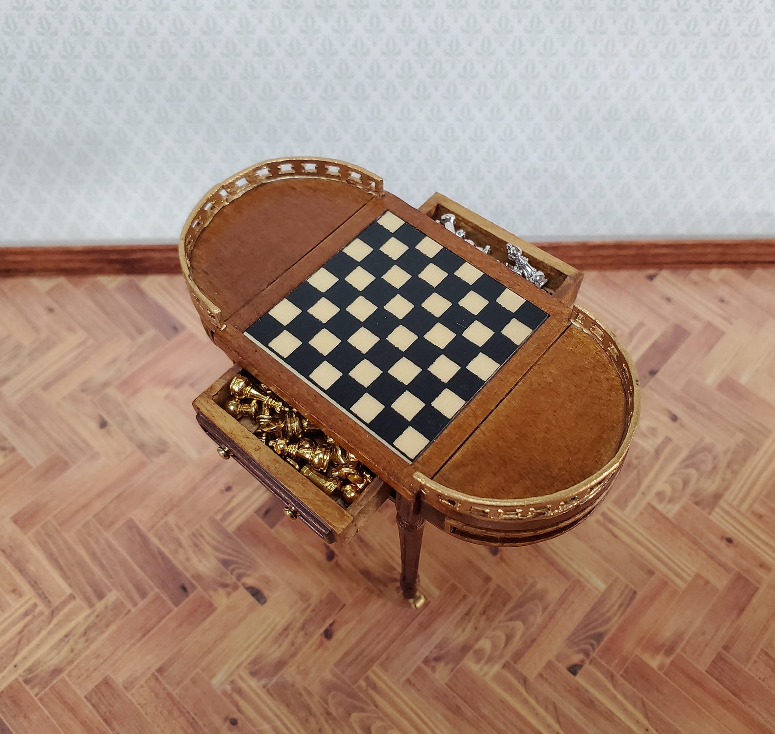 JBM Miniature Chess Table Set With Chess Pieces and Storage - Etsy