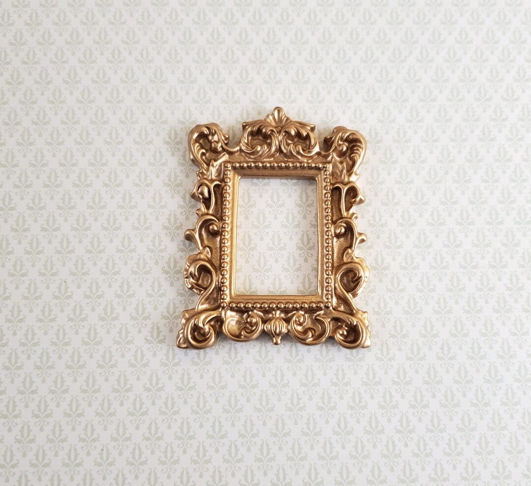 Dollhouse Miniature Small Picture Frame Fancy Gold for Paintings 1:12 ...