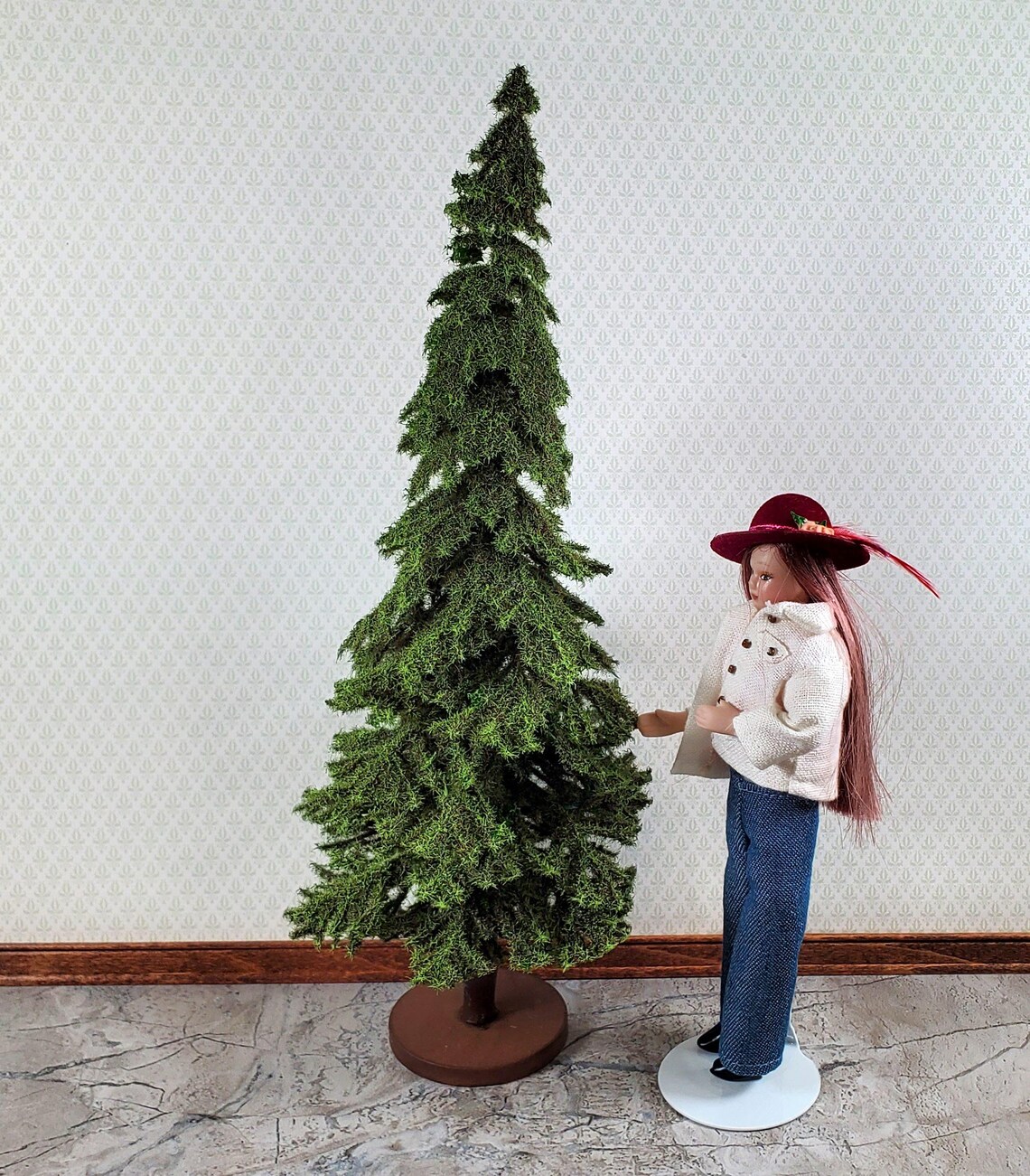 Tall Conifer Evergreen Pine Spruce Tree on Base Scenery 10" Tall ...