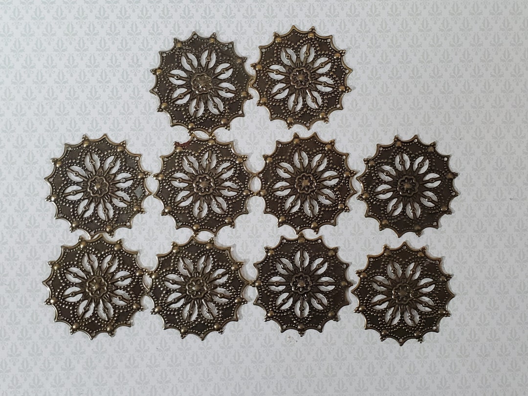 Metal Filigree Round Embellishment Large 10 Pieces 36mm Crafting Mixed ...