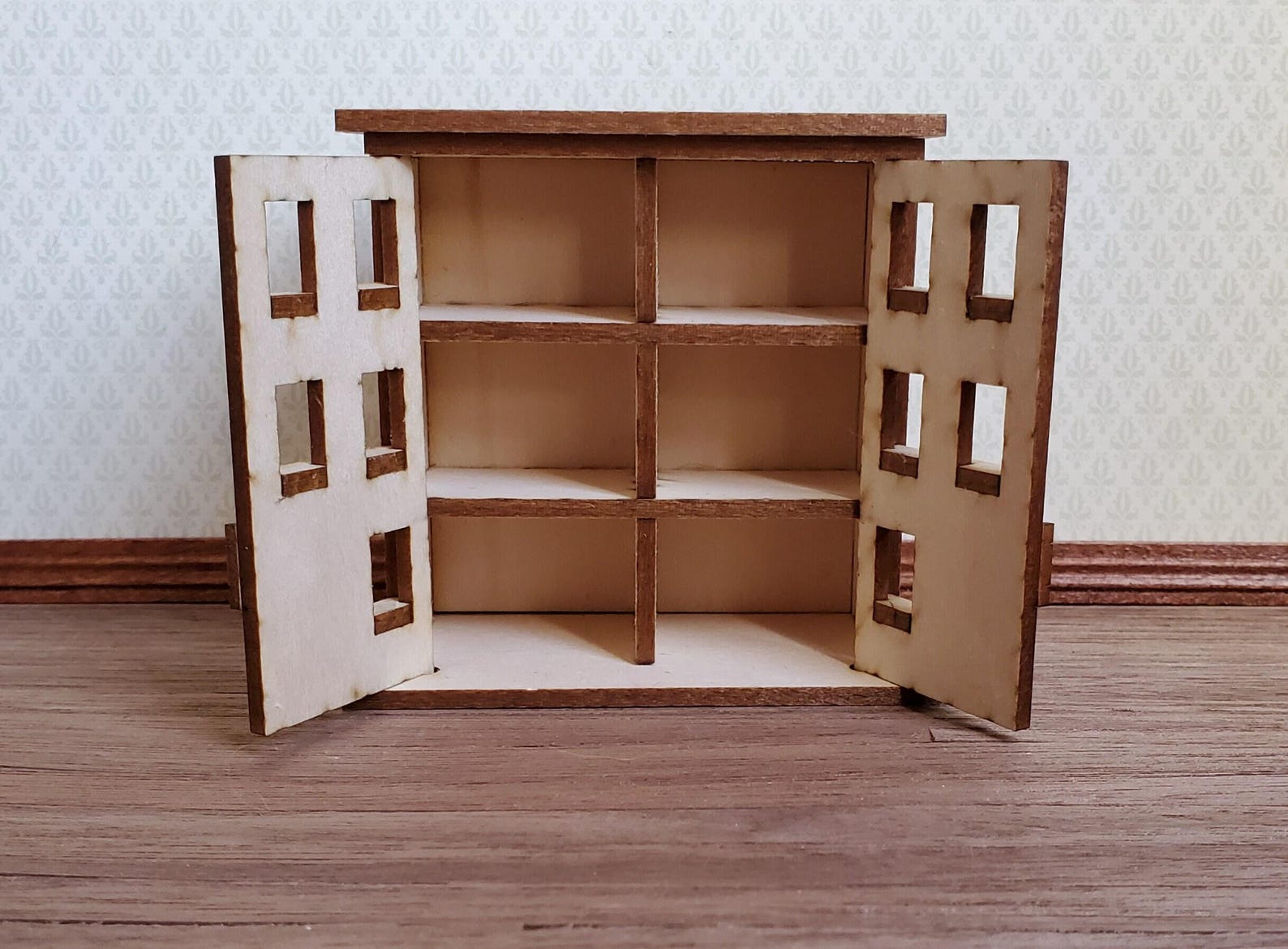 Dollhouse Miniature 1:144 Scale Kit House 3 Story Front Opening 6 Rooms ...