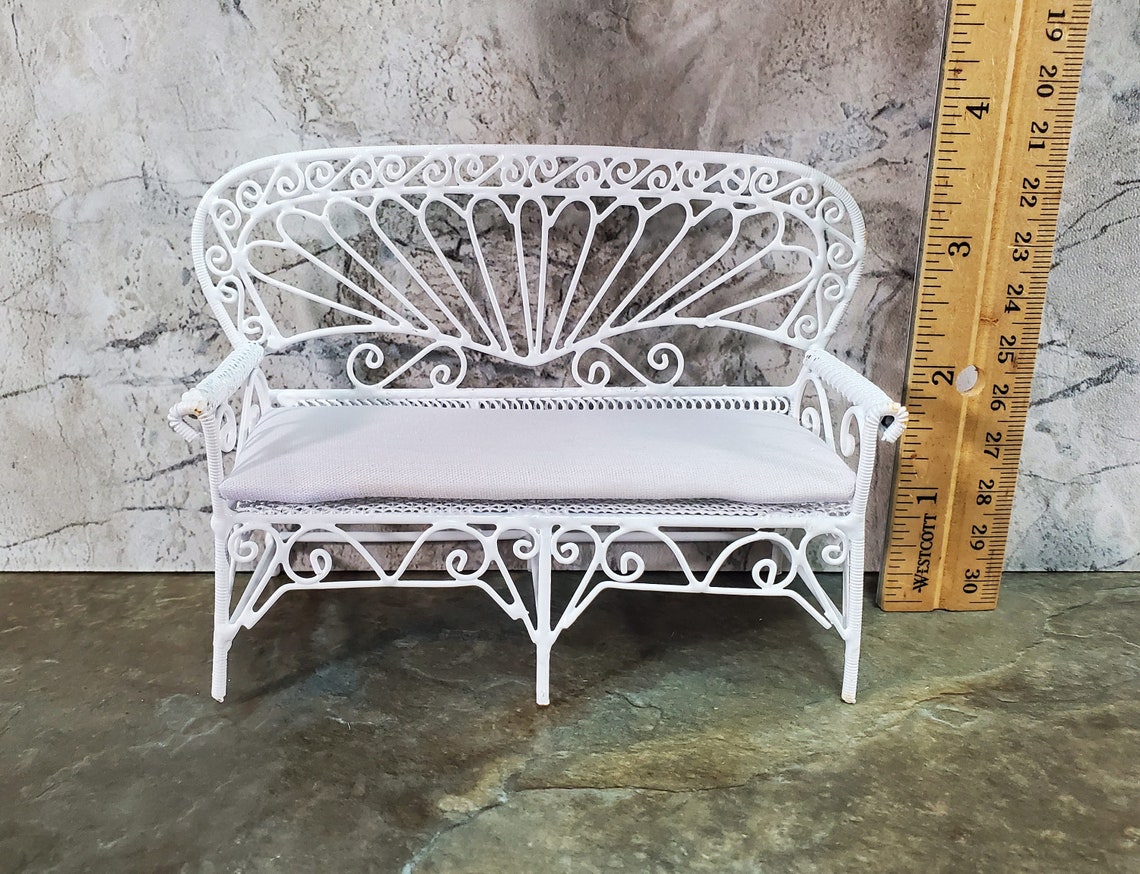 Dollhouse Patio Settee Sofa White Metal 1:12 Scale Miniature - Etsy