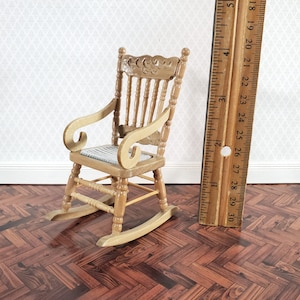 Dollhouse Rocking Chair Wood Light Oak Finish 1:12 Scale Miniature ...