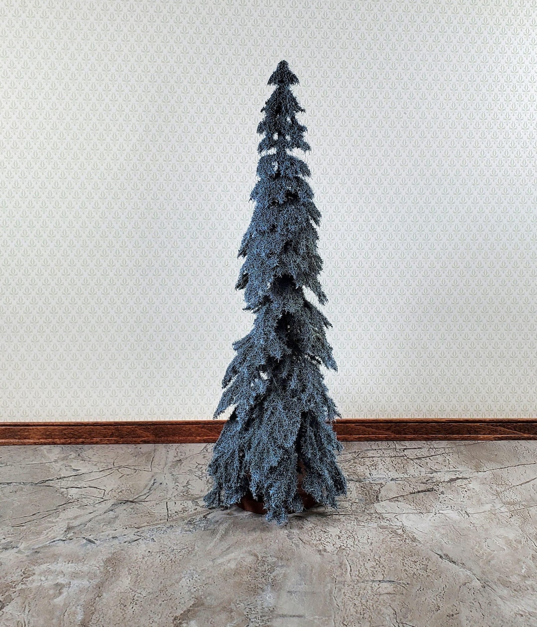 Tall Conifer Evergreen Pine Blue Spruce Tree on Base Scenery 8" Tall ...
