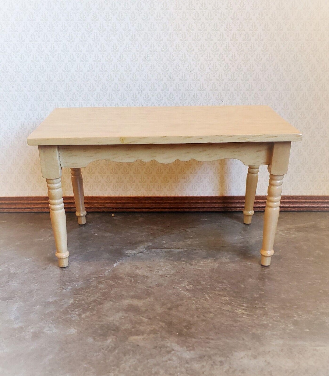 Dollhouse Kitchen Table Light Oak Finish 1:12 Scale Miniature Furniture ...