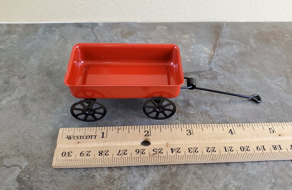 Dollhouse Miniature Little Red Wagon With Turning Wheels Metal - Etsy