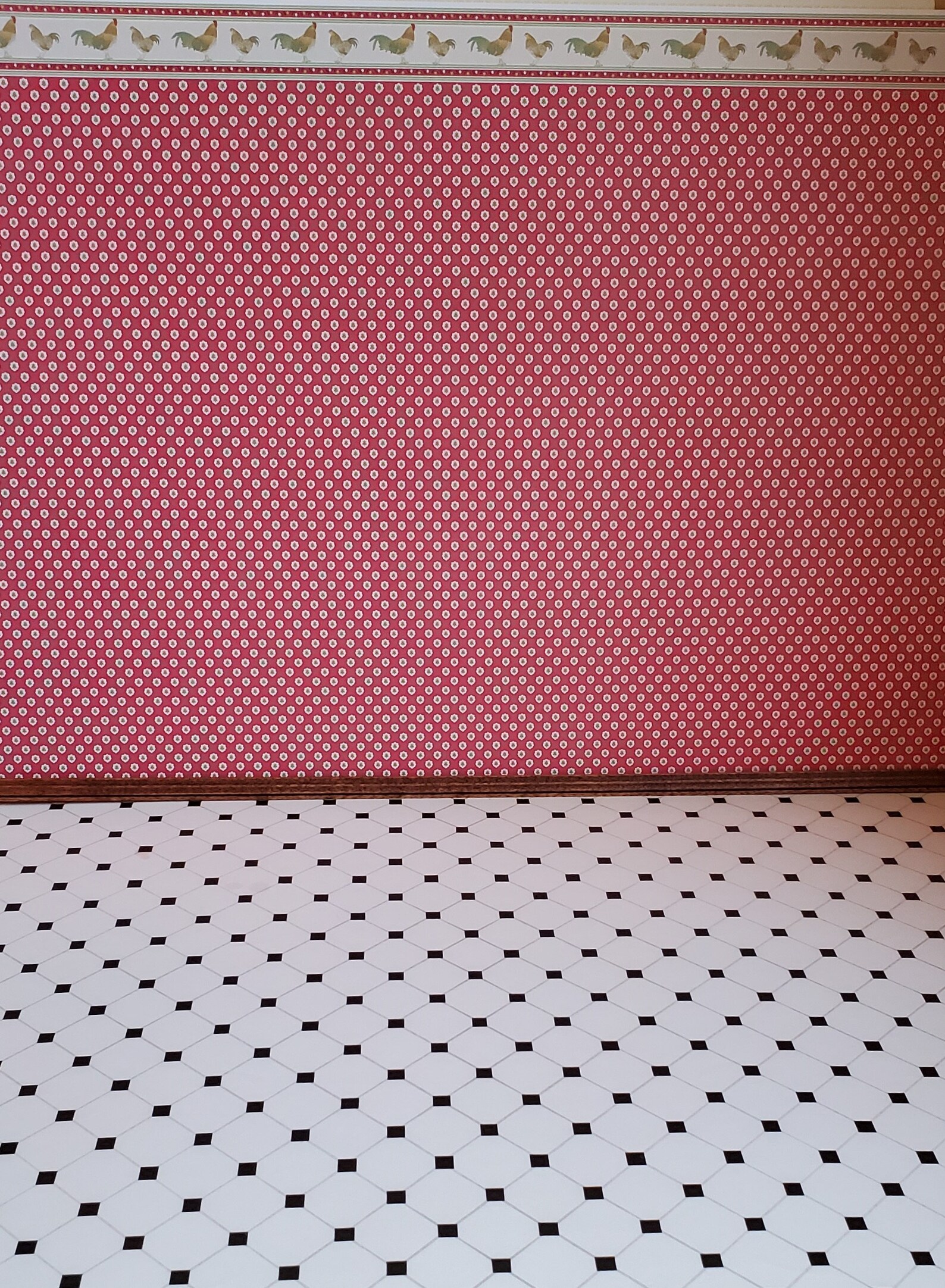 Dollhouse Miniature Tile Floor White With Black Diamonds - Etsy