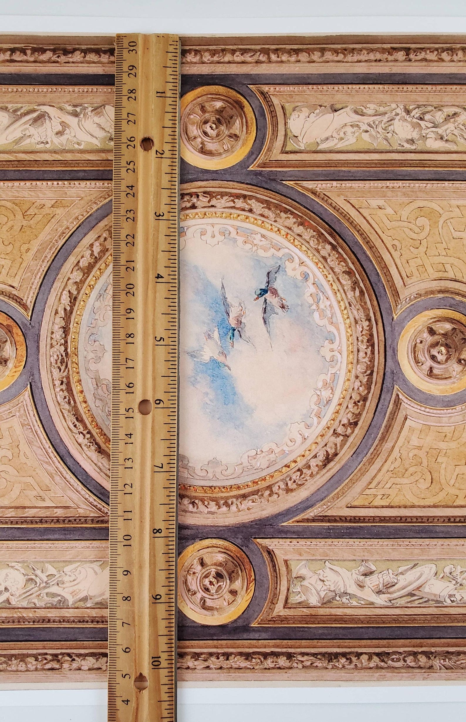 Dollhouse Ceiling Mural Wallpaper Sky Ducks Painted Victorian 1:12 ...