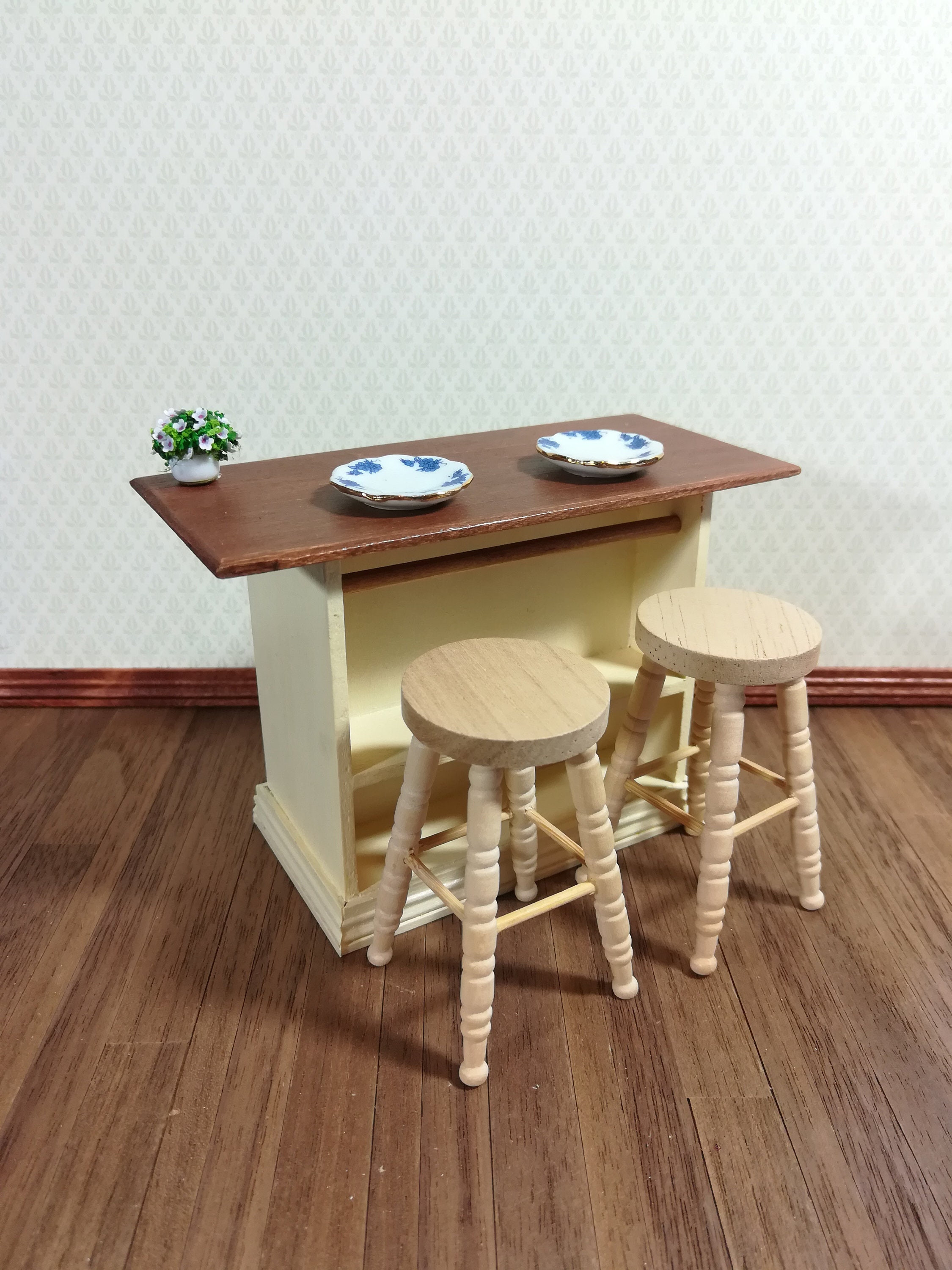 Dollhouse Bar Stools Unpainted Wood Set of 2 1:12 Scale - Etsy