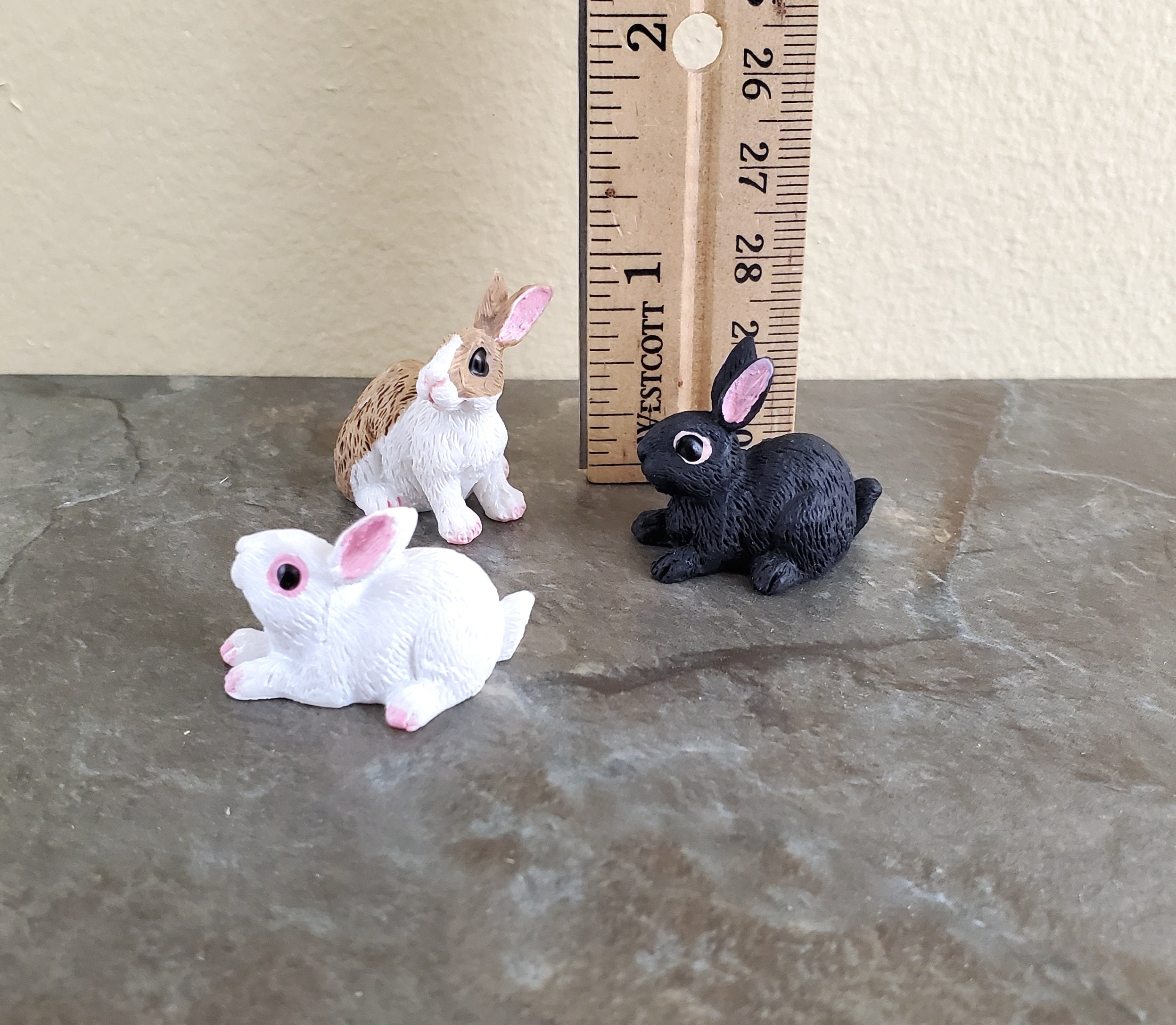 Dollhouse Miniature Bunny Rabbits Set of 3 1:12 Scale Pet | Etsy