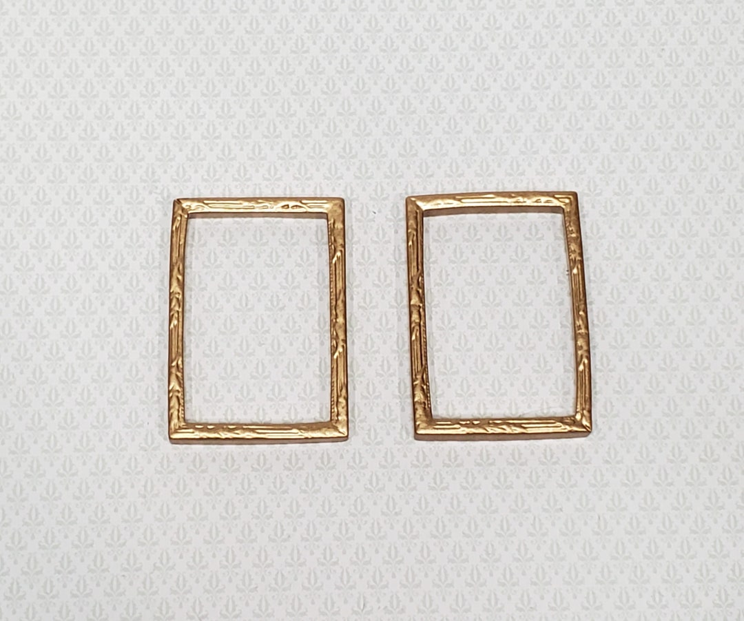 Dollhouse Picture Frames Set of 2 Gold for Painting 2.25" X 1.5" 1:12 ...