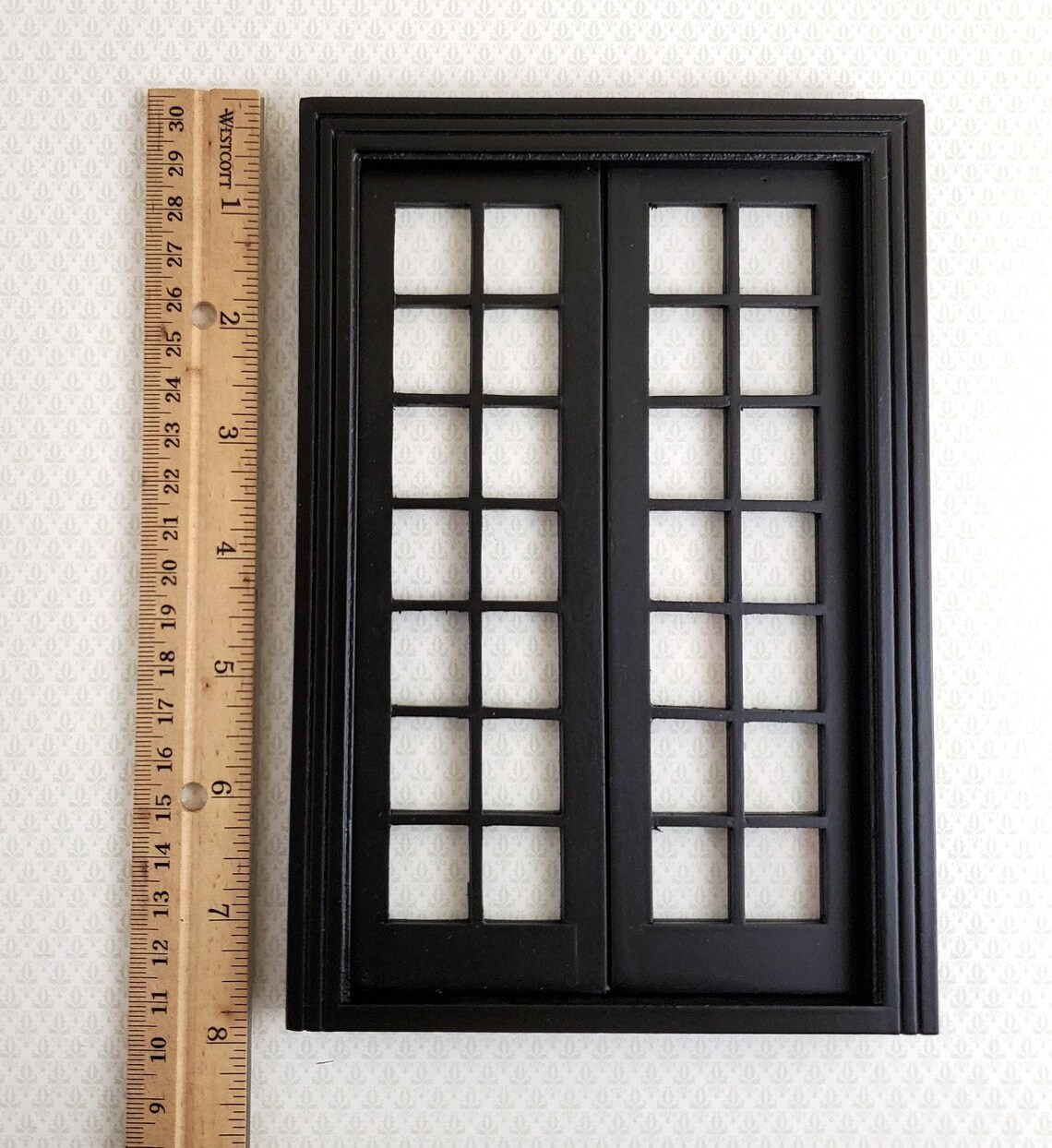 Dollhouse Double French Doors With Windows BLACK 1:12 Scale Miniature ...
