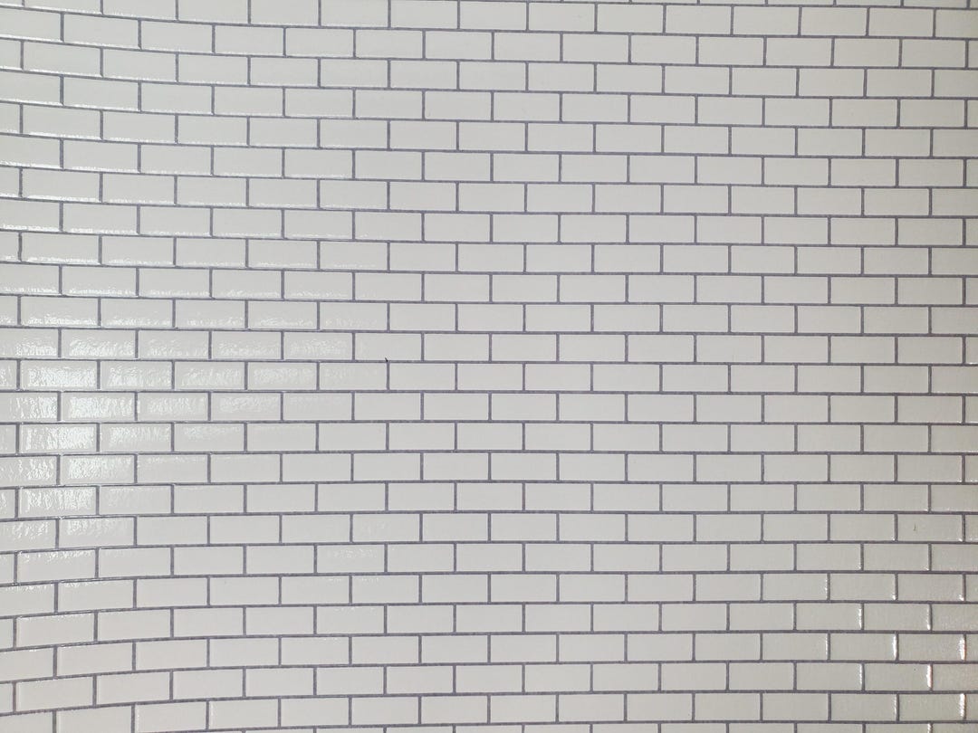 Dollhouse Subway Tile Metro Wall Tile Large White Embossed Glossy Paper ...