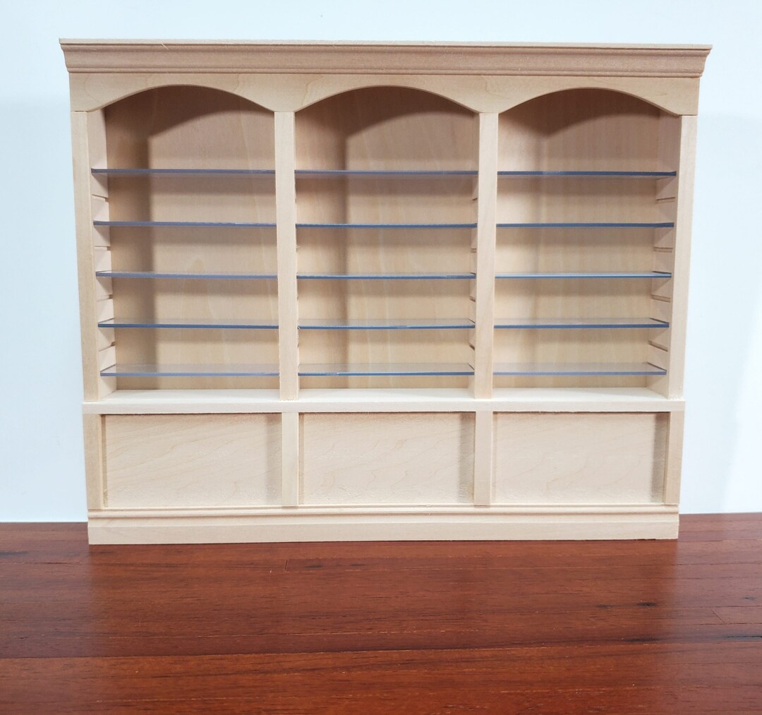 Dollhouse Library Bookcase Shop Shelves 3 Bays Adjustable - Etsy