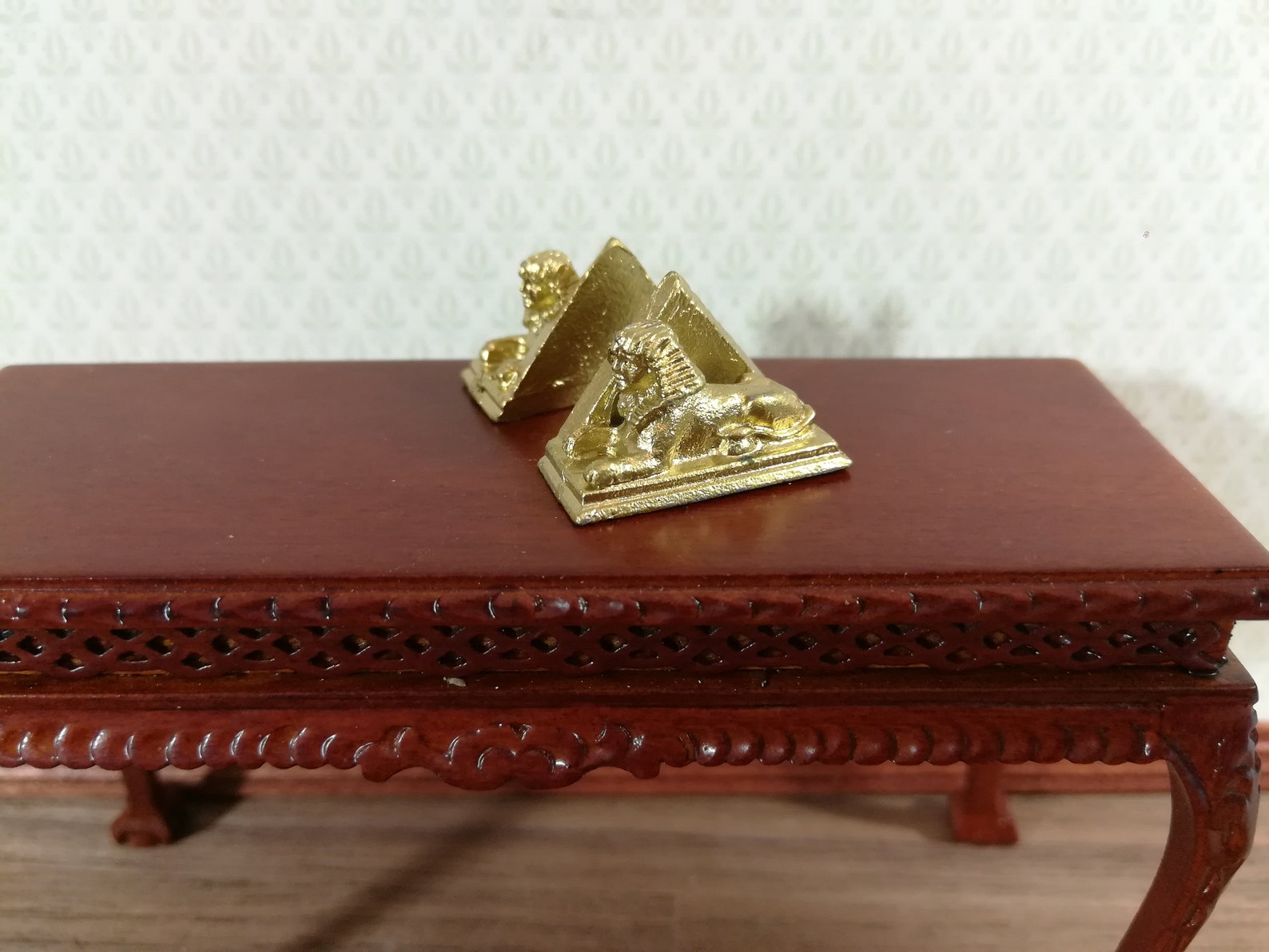 Dollhouse Miniature Bookends Egyptian Sphinx Pyramid Gold - Etsy