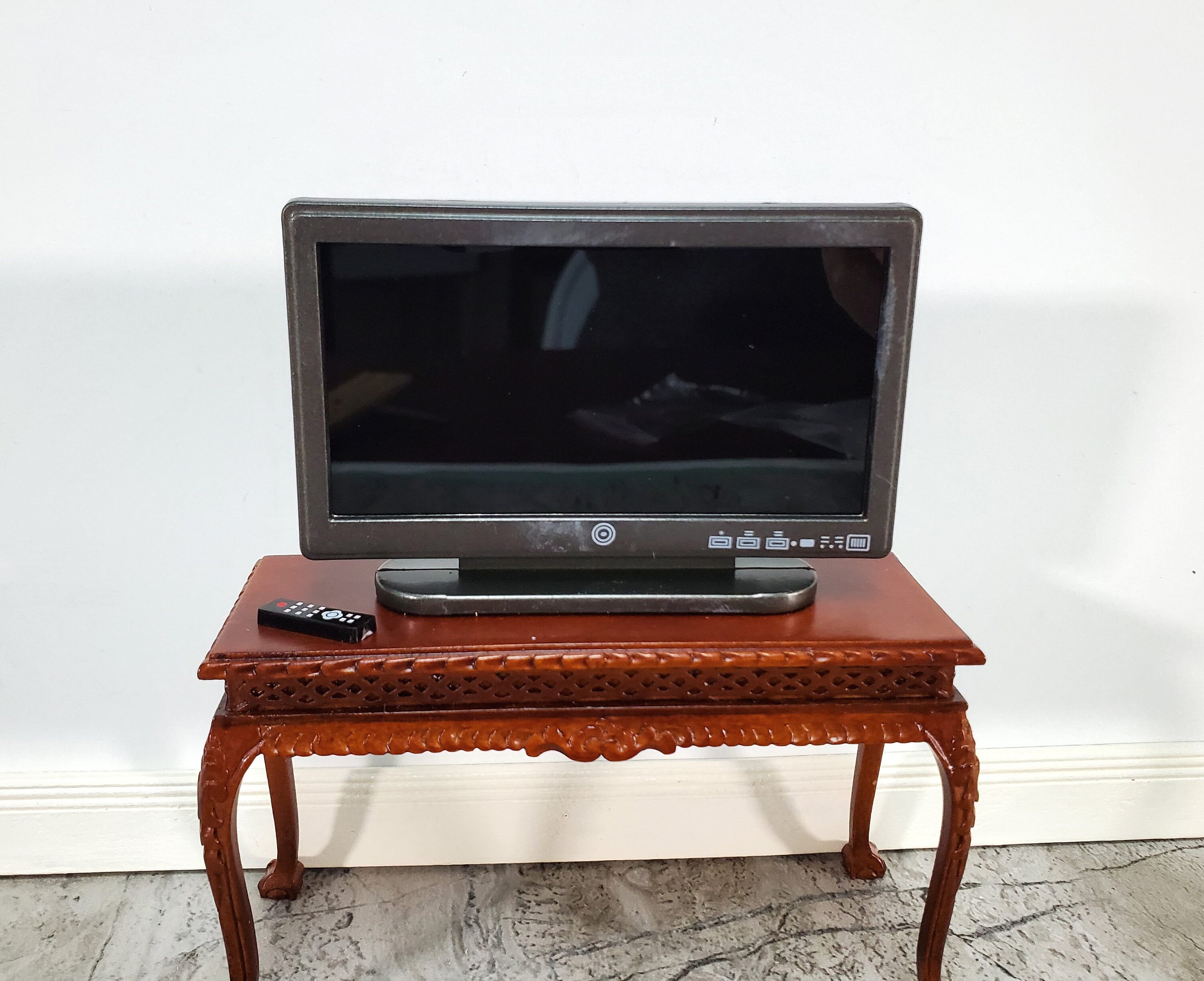 Dollhouse Television TV Set Modern Flat Screen With Remote - Etsy