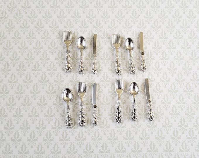 Dollhouse Miniature Silver Flatware Silverware Fancy Set 4 - Etsy