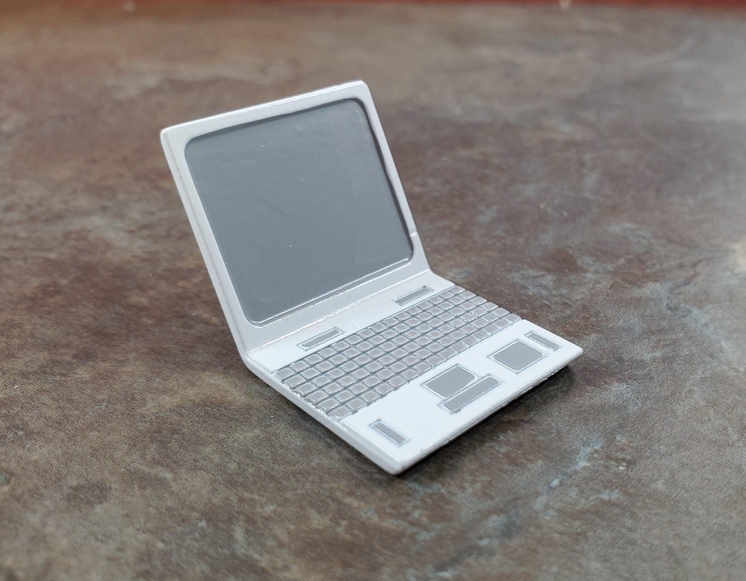 Dollhouse Modern Laptop Computer White Metal 1:12 Scale Miniature ...