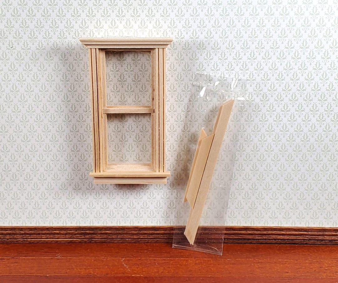 Dollhouse HALF SCALE 1:24 Window With Interior Trim Wood H5051 ...