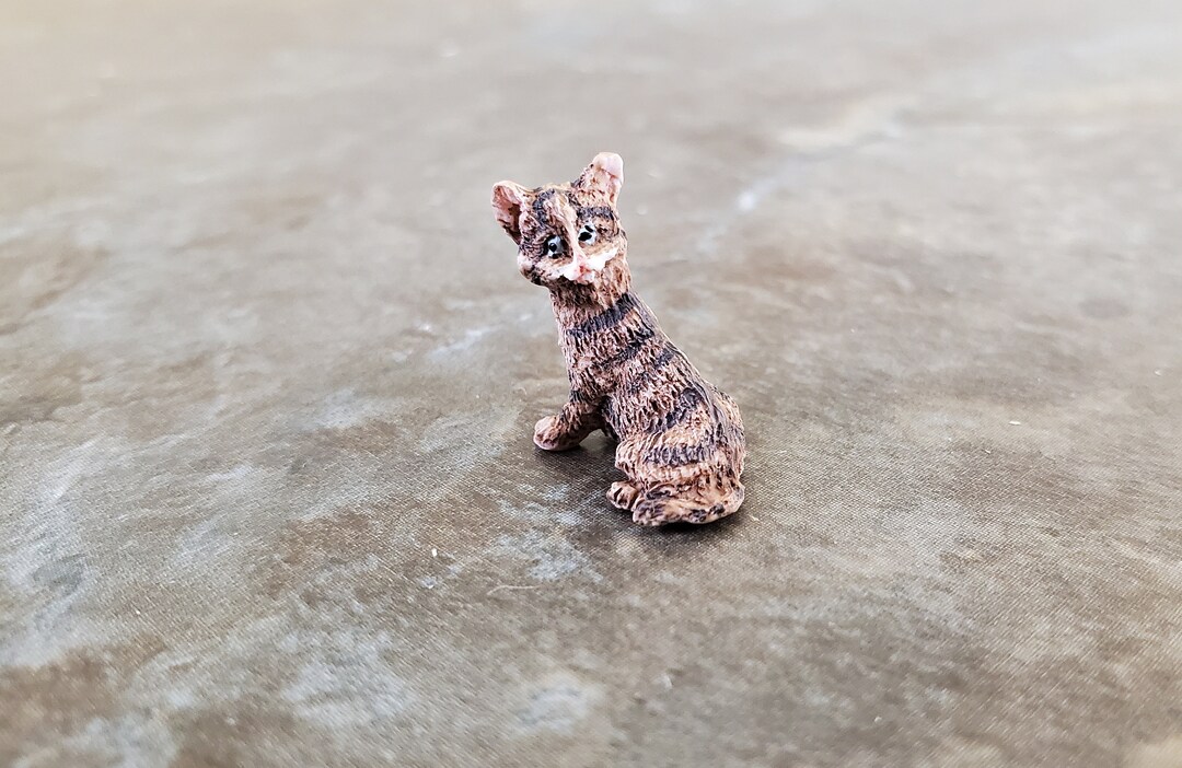 Dollhouse Miniature Kitten Tabby Brown Stripes Sitting 1:12 Scale ...