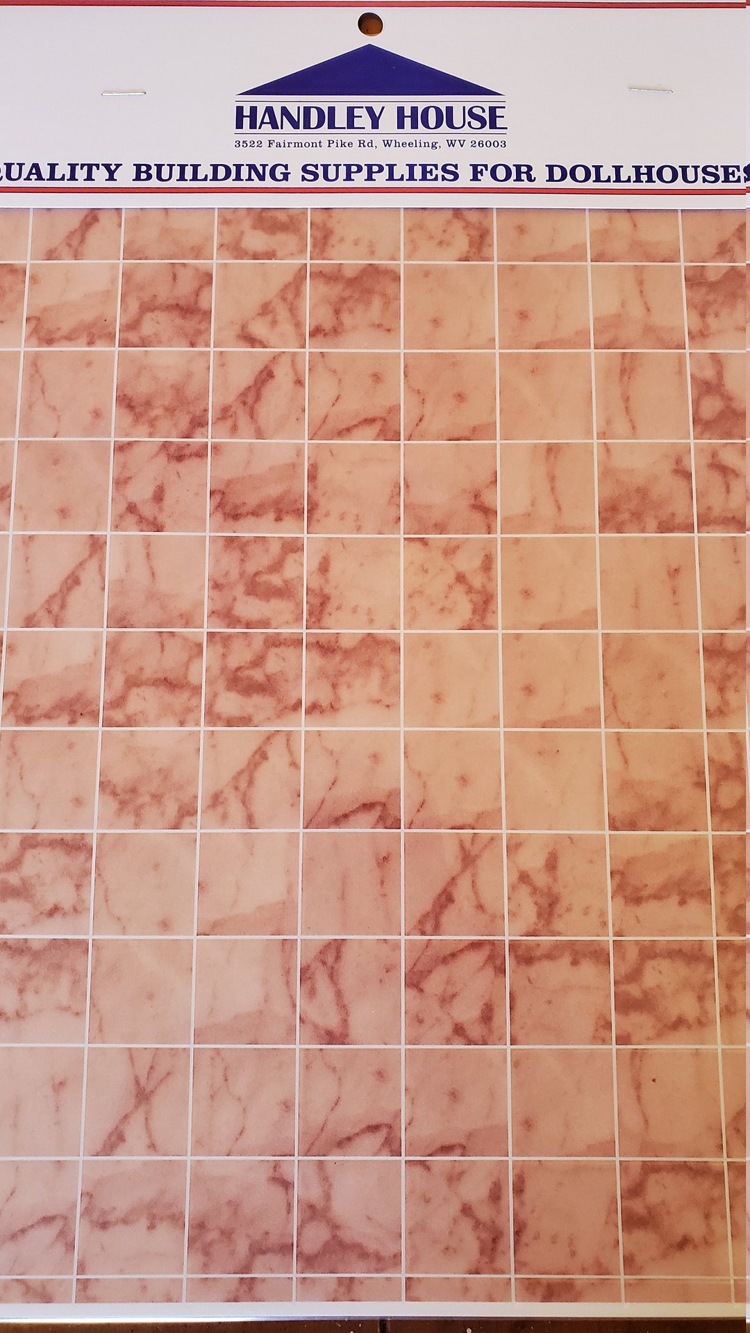 Dollhouse Pink Marble Square Tile Floor Embossed Cardstock Glossy 1:12 ...