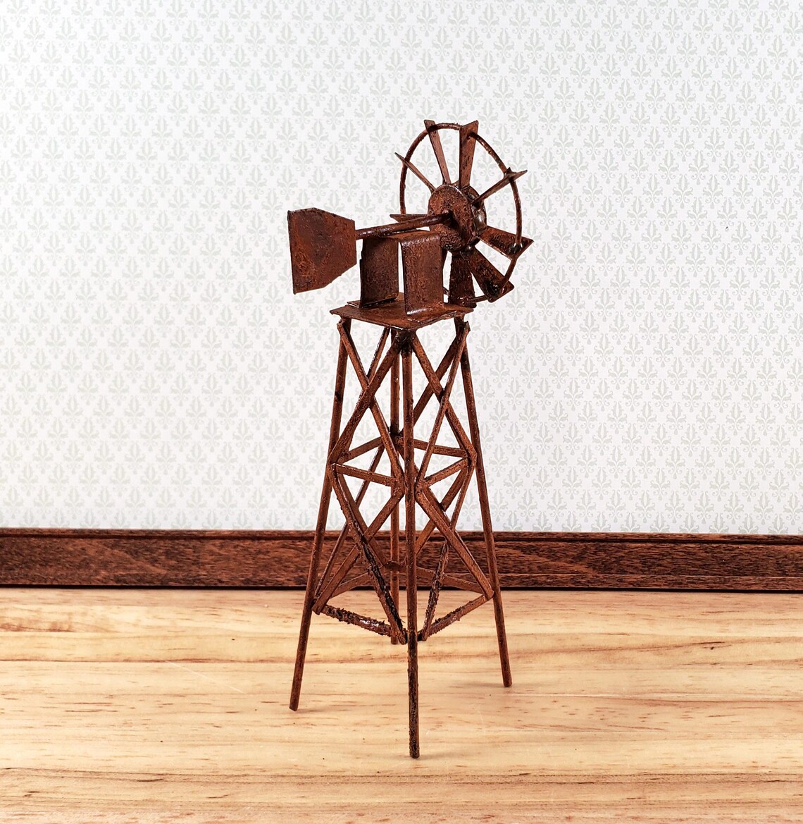 Miniature Windmill Rusted Distressed Metal Fairy Garden Model Railroad ...