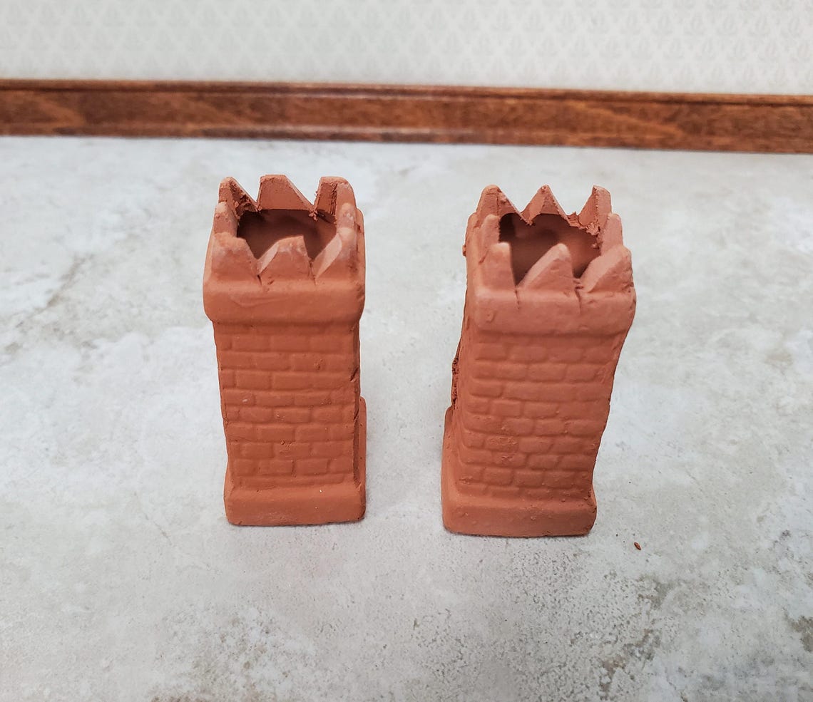 Miniature Chimney Pot Smoke Stack Square Brick Unglazed Terra Cotta for ...