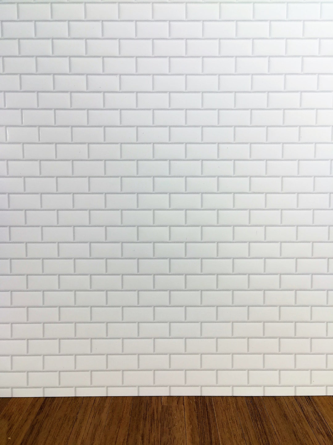 Dollhouse Subway Metro Wall Tile White Embossed Glossy Paper Use in 1: ...