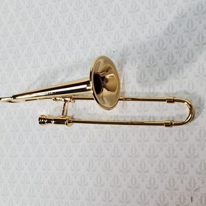 Miniature Trombone 3 1/4 Instrument Prop Model 1:12 Scale Metal With ...
