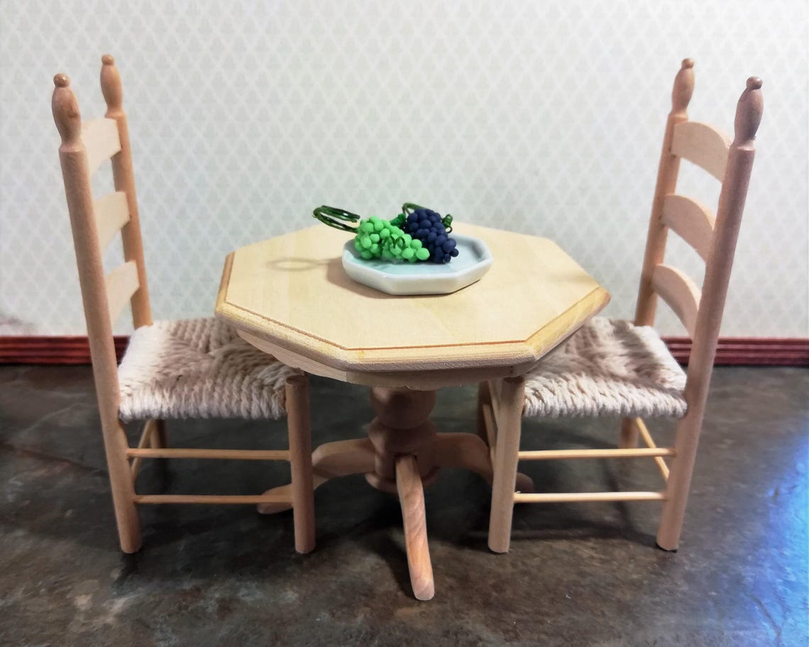 Dollhouse Miniature Ladderback Chair With Rush Seat for Kitchen or ...