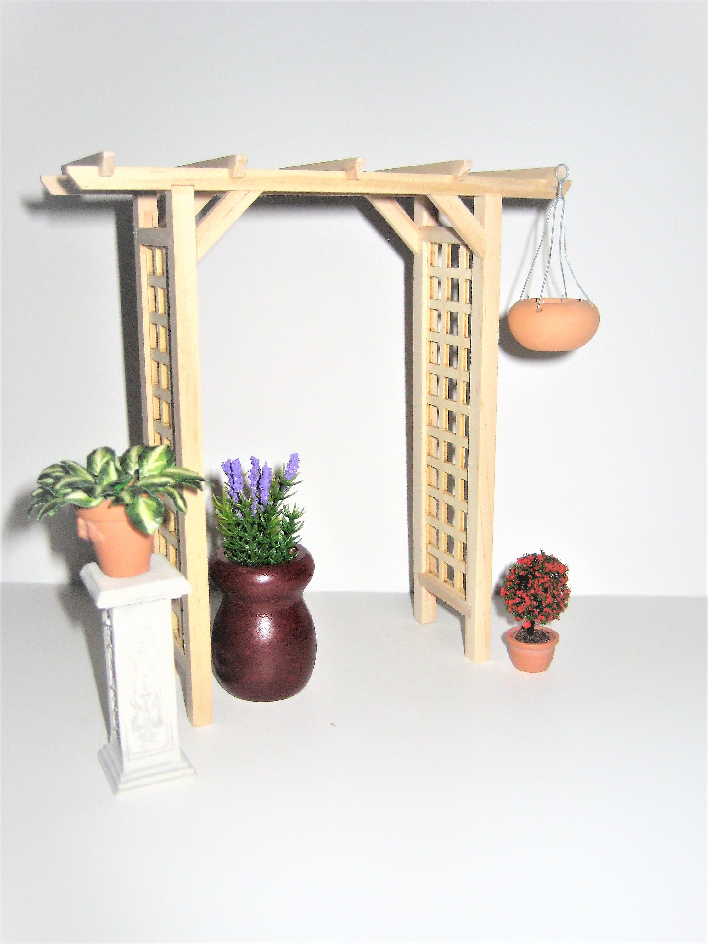 Dollhouse Garden Arbor Trellis for Flowers Unpainted Wood 1:12 | Etsy