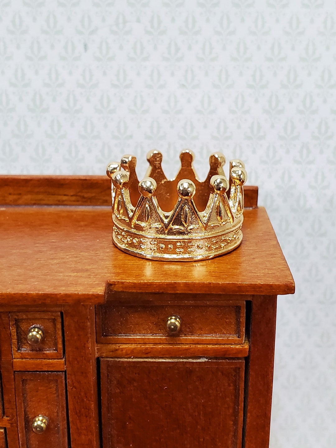 Tiny Miniature Crown Gold Metal for Dolls Dollhouse Works With 1:12 ...