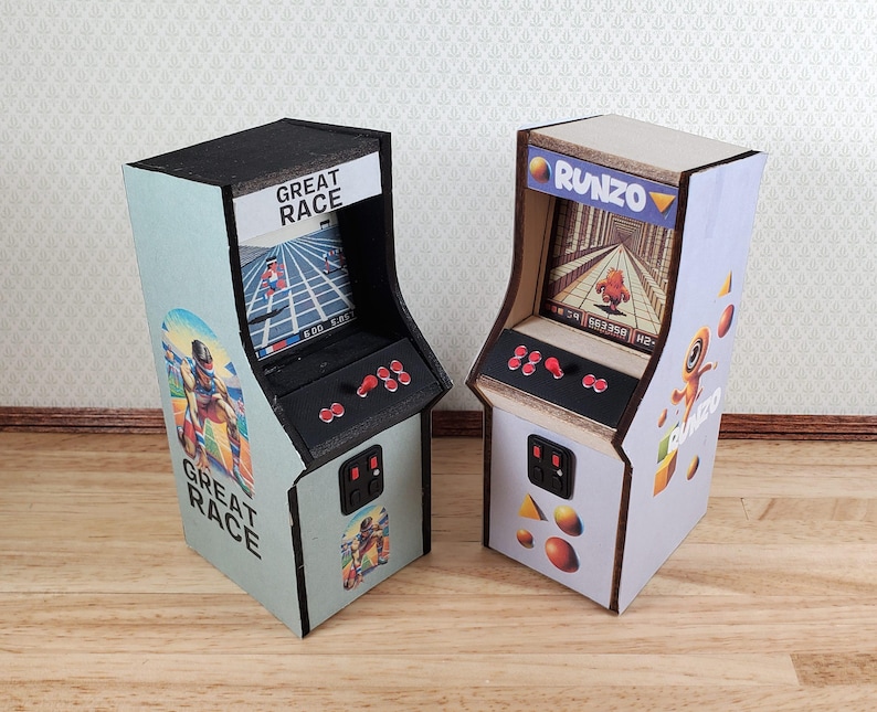 Miniature Arcade Machine DIY KIT Wood 5 1/4" Tall Includes Light ...