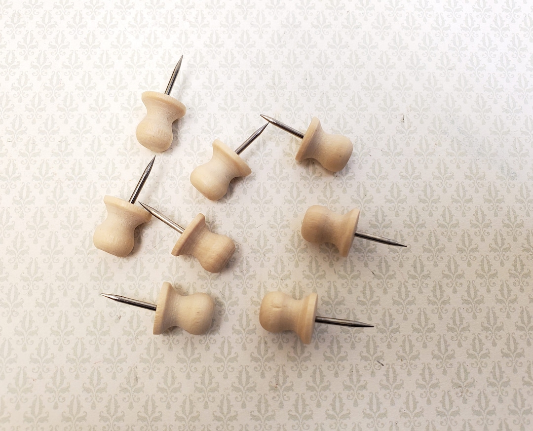 Wood Thumb Tacks Push Pins 8 Pieces Use for Dollhouse Miniature ...
