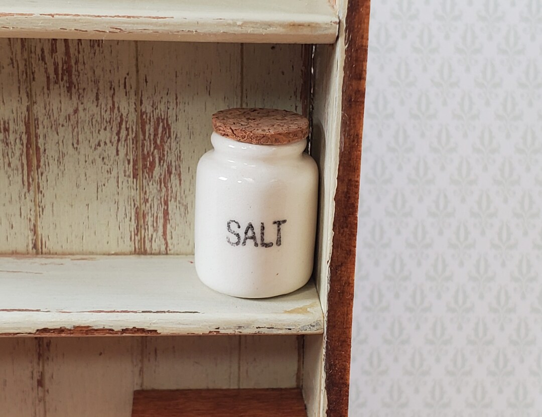Dollhouse White Crock SALT Container Cork Top 1:12 Scale - Etsy