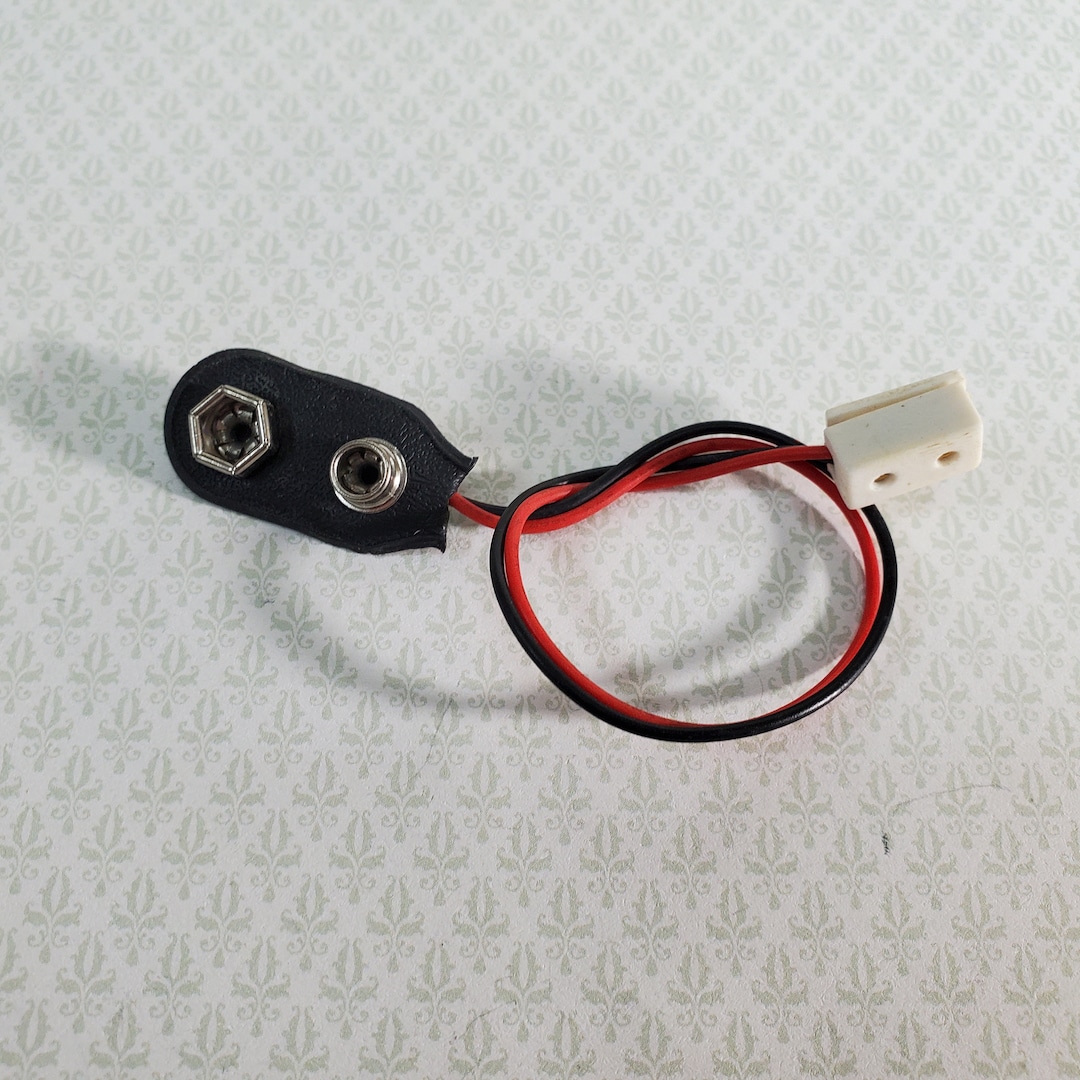 9 Volt Battery Adapter With Plug Dollhouse Miniatures Wiring Lights Etsy