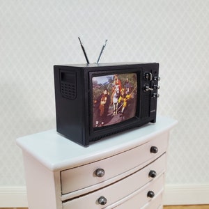 Dollhouse Television TV Set Retro 1970s Style Black Miniature - Etsy