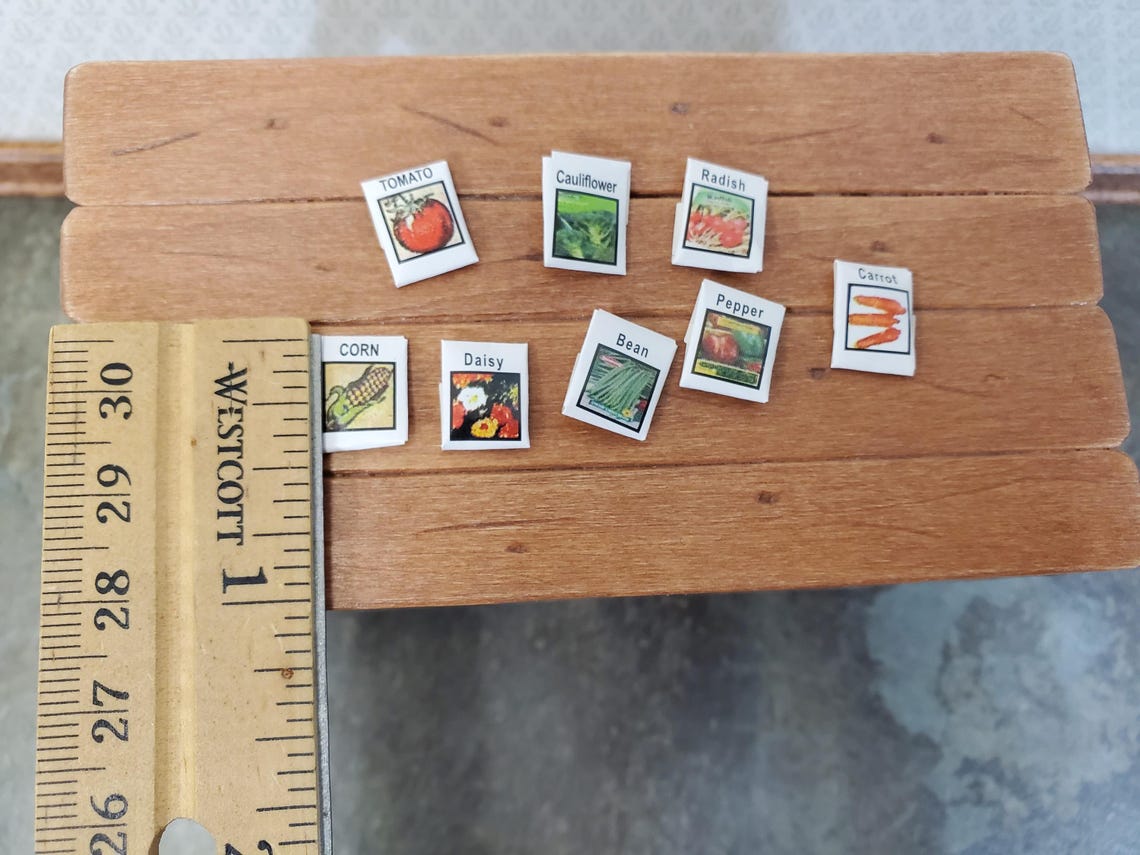 Dollhouse Seed Packets 8 Packages Miniature Garden Props 1:12 Scale ...