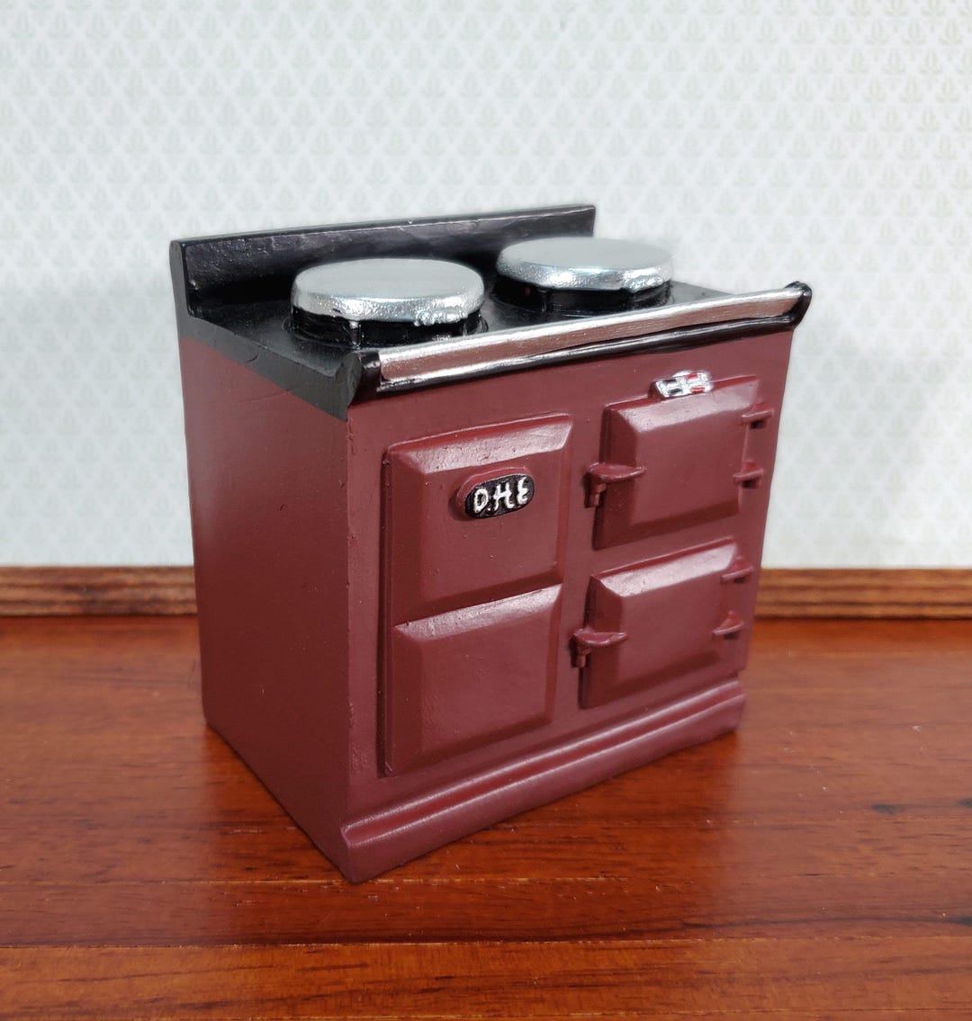 Dollhouse AGA Style Cooker Stove Oven Maroon 1:12 Scale Miniature ...