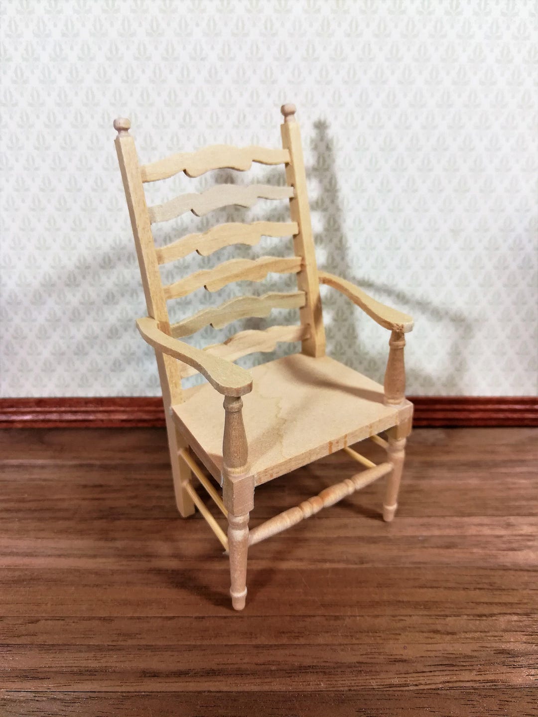 Dollhouse Ladderback Arm Chair for Kitchen or Dining Room 1:12 Scale ...