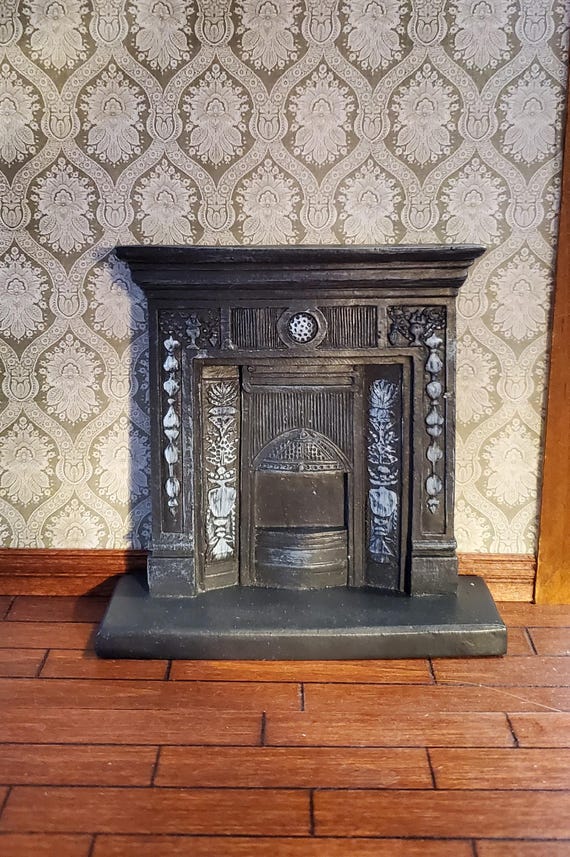 Dollhouse Miniature Fireplace Victorian Small Bedroom Resin Cast Iron Look 1 12 Scale Etsy Australia